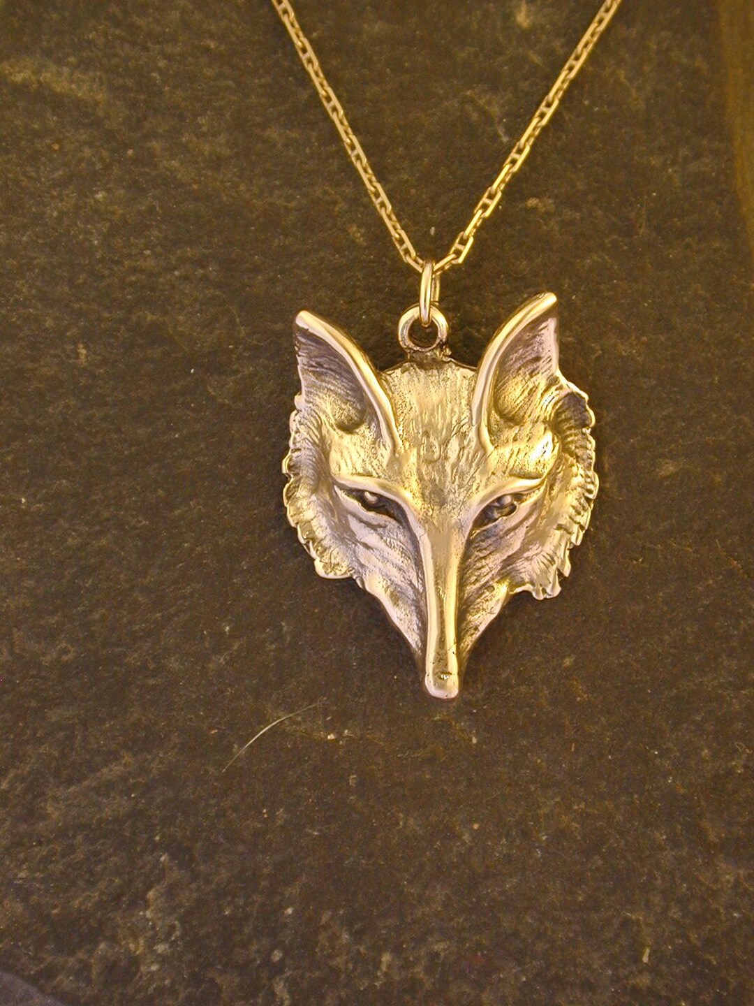 14K Gold Fox Head Pendant on 14K Gold Chain. - Etsy