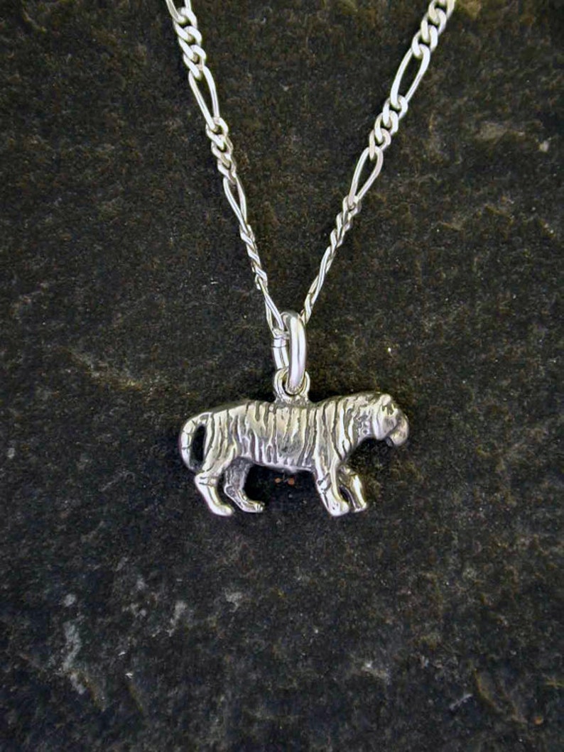 Sterling Silver Tiger Pendant on a Sterling Silver Chain - Etsy