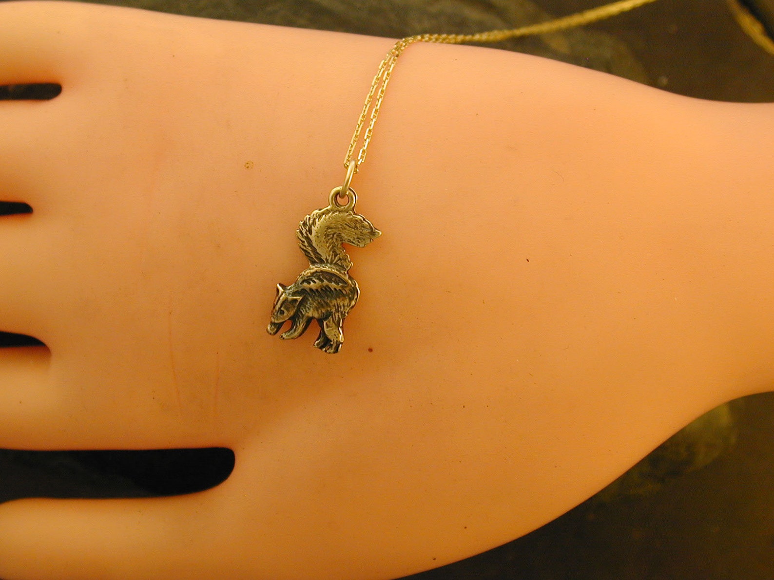 14K Gold Skunk Pendant on a 14K Gold Chain. - Etsy UK