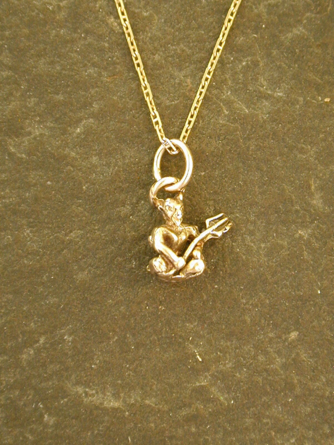 14K Gold Little Devil Pendant on a 14K Gold Chain - Etsy