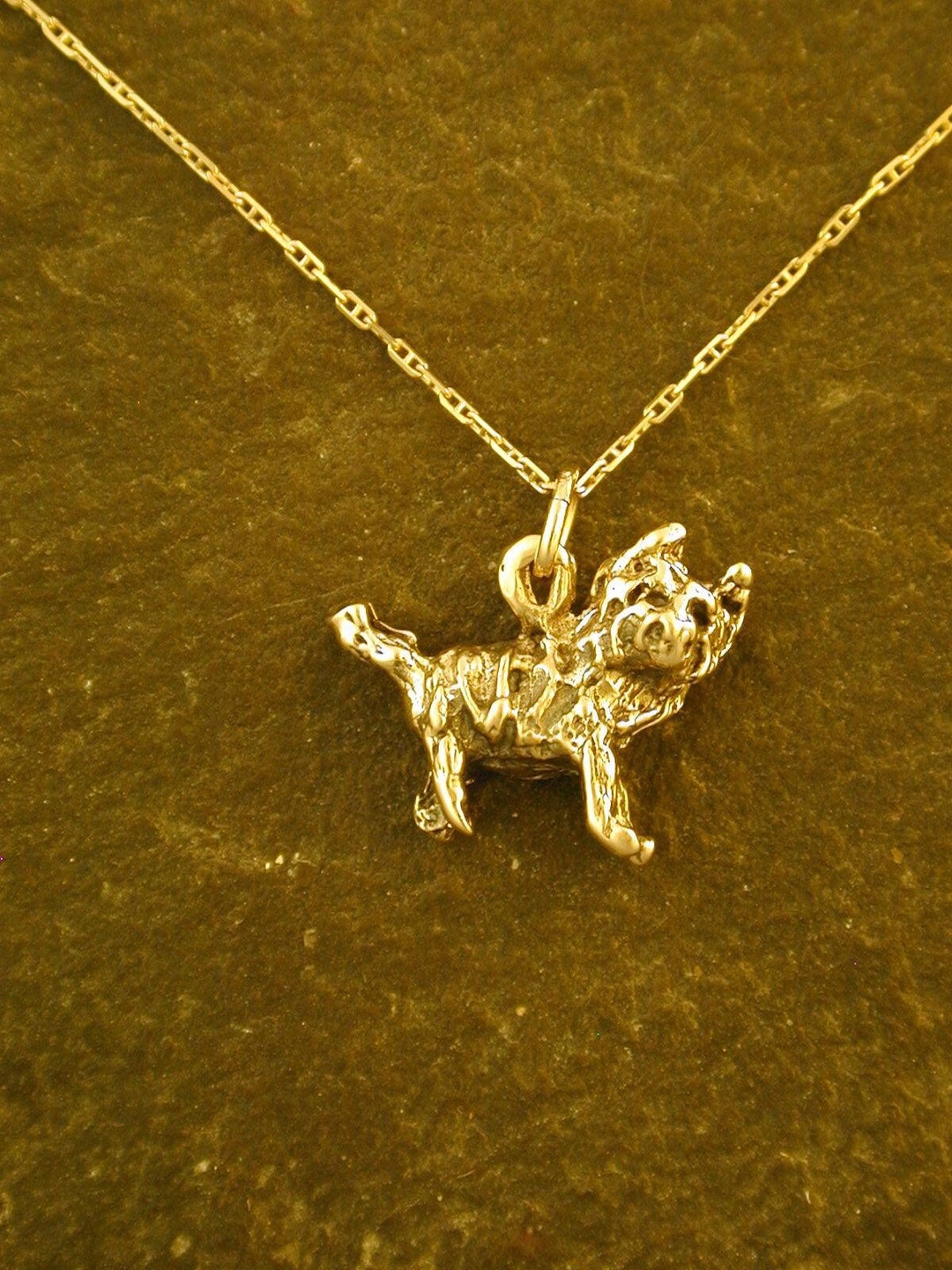 14K Gold Yorkie Yorkshire Terrier Dog Pendant on a 14K Gold Chain - Etsy