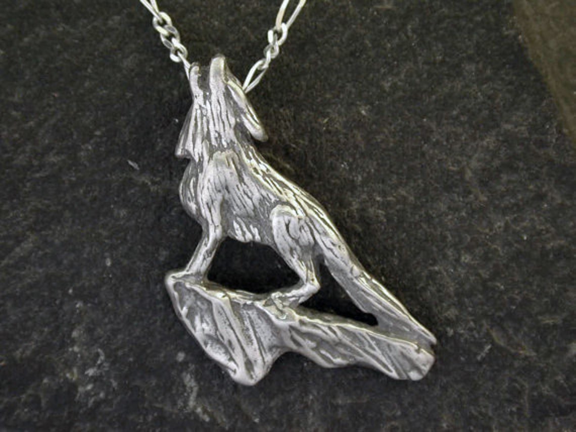 Sterling Silver Original Wolf Pendant on a Sterling Silver - Etsy