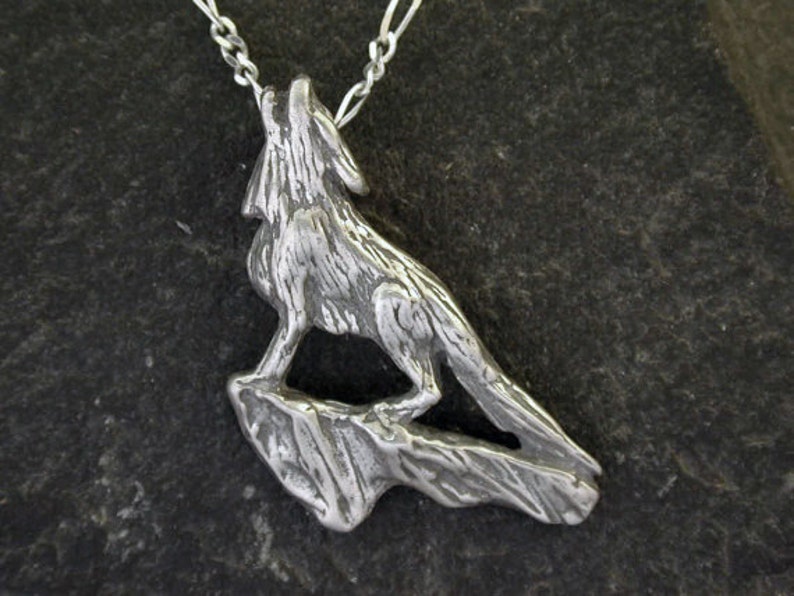 Sterling Silver Original Wolf Pendant on a Sterling Silver - Etsy