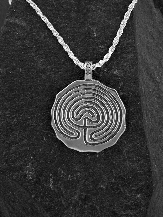 Sterling Silver Large Indian Maze Pendant on a Sterling Silver | Etsy