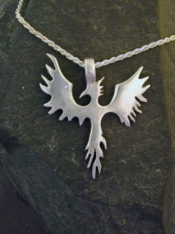 Sterling Silver Phoenix Pendant on a Sterling Silver Chain - Etsy