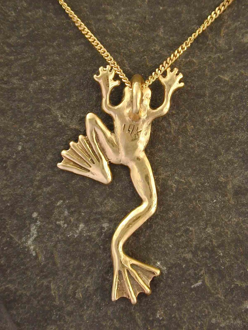 14K Gold Original Frog Pendant on a 14K Gold Chain - Etsy