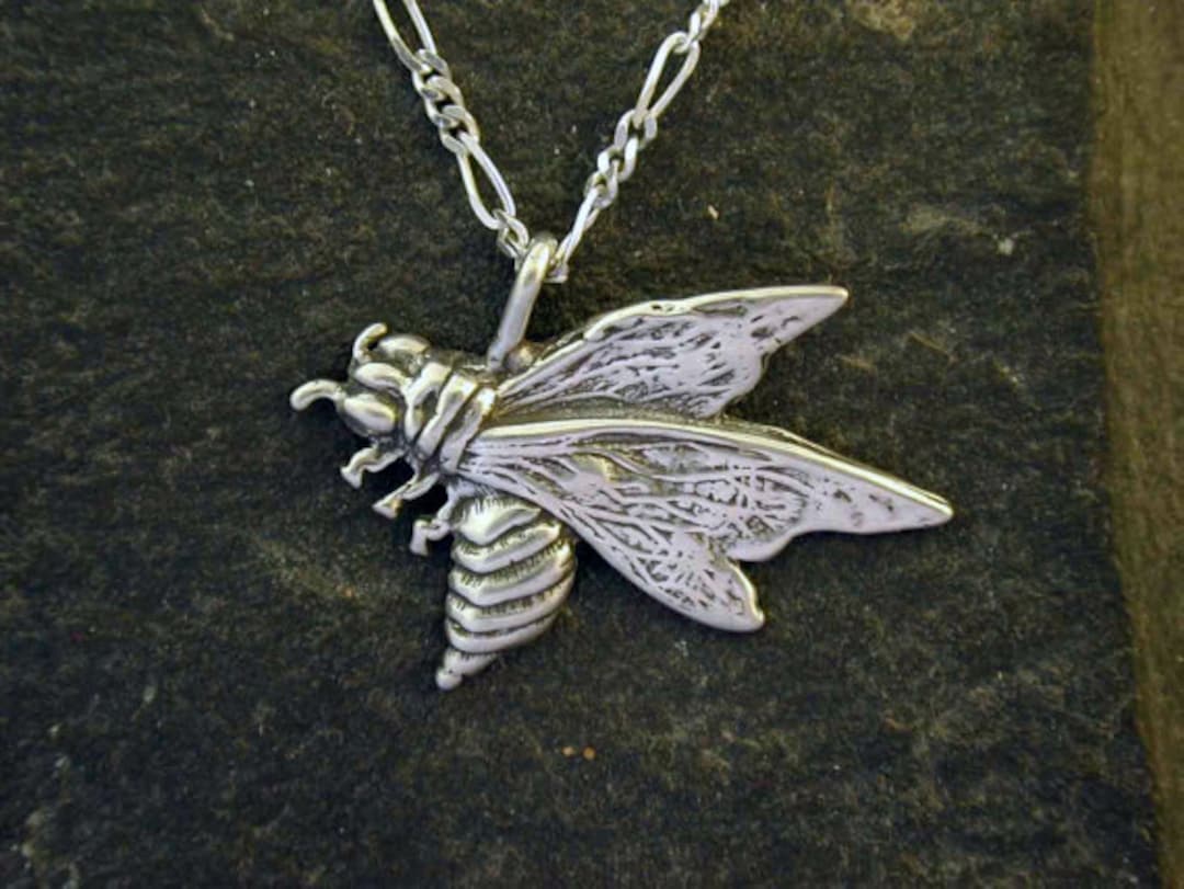 Sterling Silver Bee Pendant on a Sterling Silver Chain - Etsy