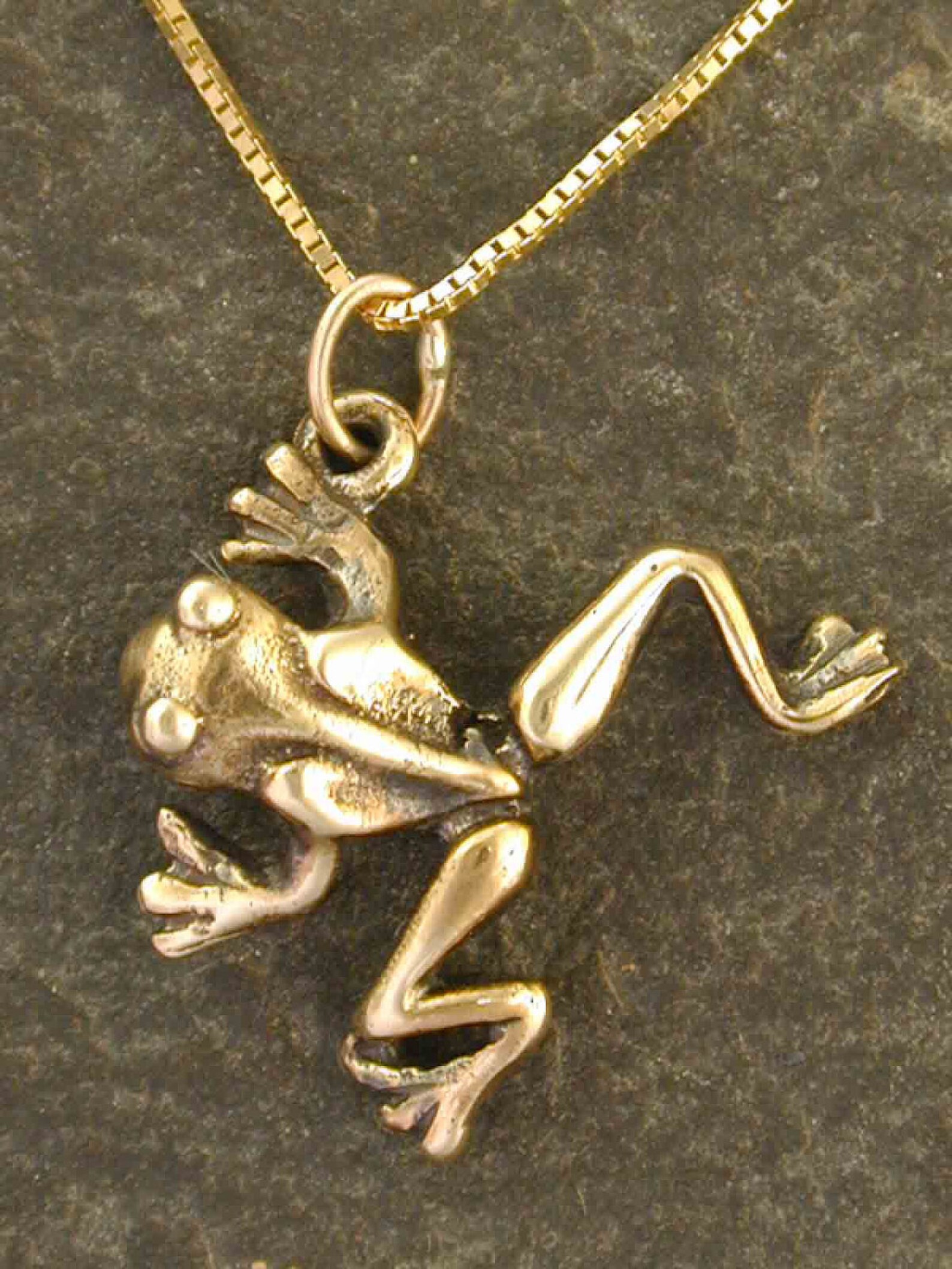 14K Gold Frog Pendant on a 14K Gold Chain - Etsy