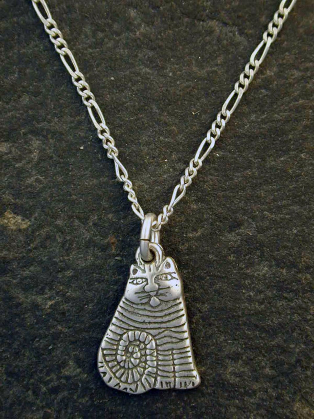 Sterling Silver Cat Pendant on Sterling Silver Chain. - Etsy