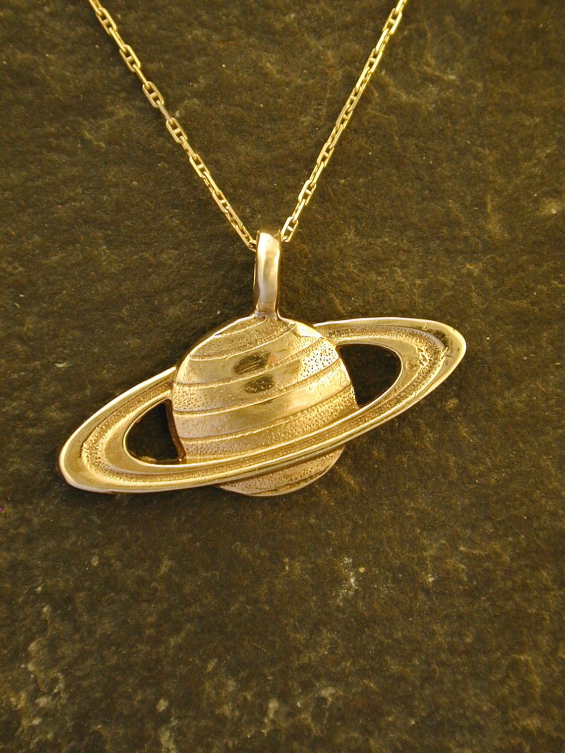 14K Gold Saturn Pendant on a 14K Gold Chain - Etsy