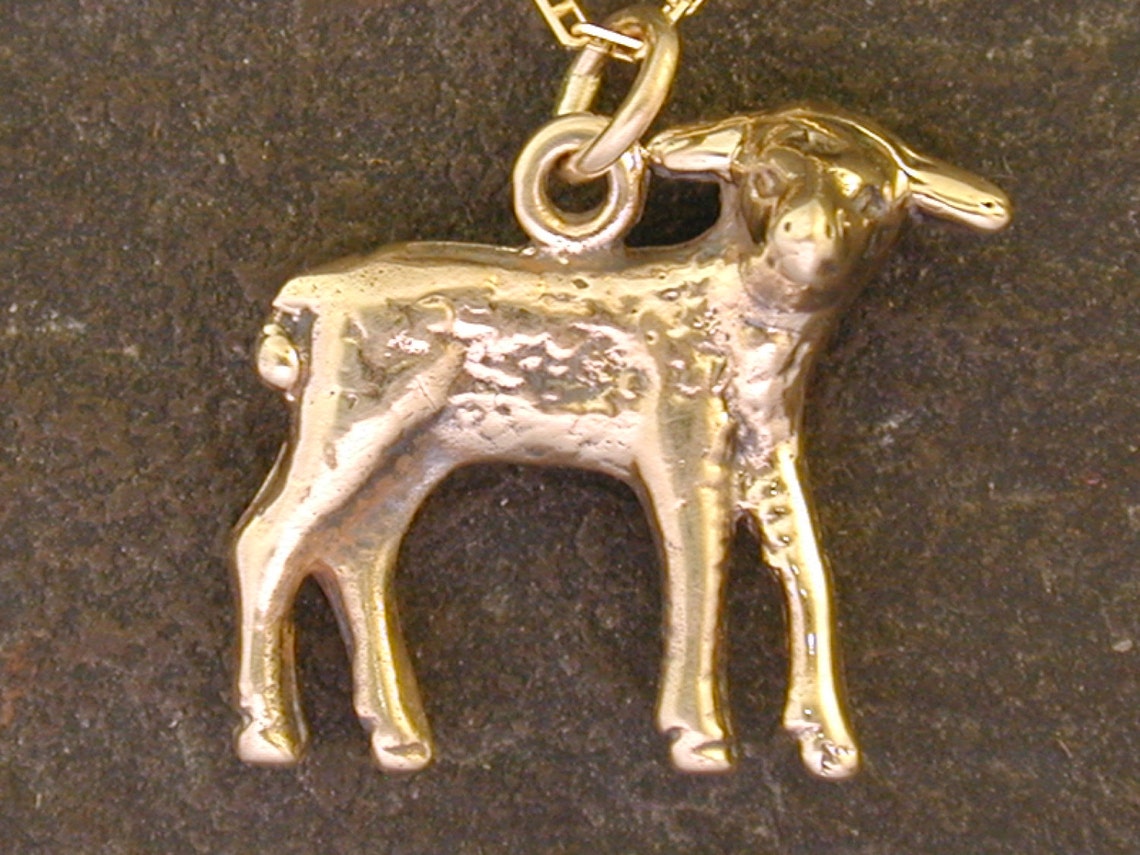 14K Gold Lamb Pendant on a 14K Gold Chain. | Etsy