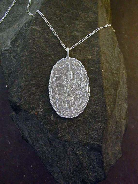 Sterling Silver Original Fantasy Castle Pendant on a Sterling | Etsy