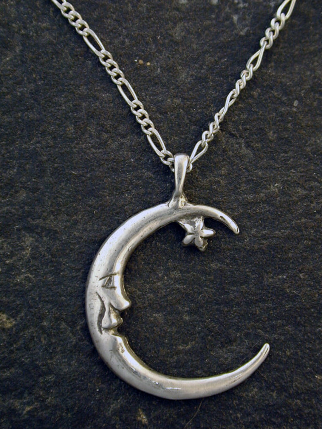Sterling Silver Moon and Star Pendant on Sterling Silver Chain. - Etsy