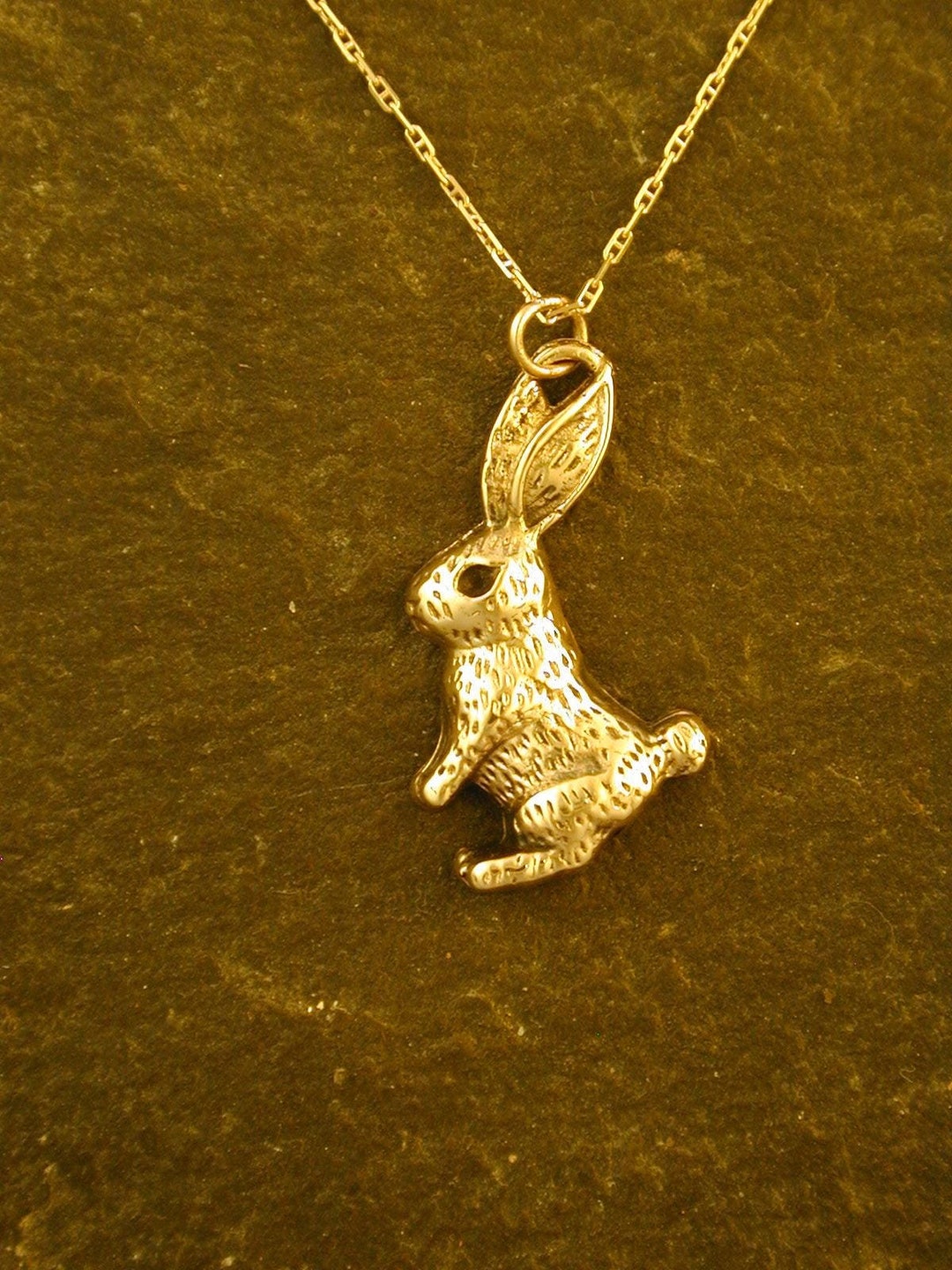 14K Gold Rabbit Pendant on a 14K Gold Chain. - Etsy