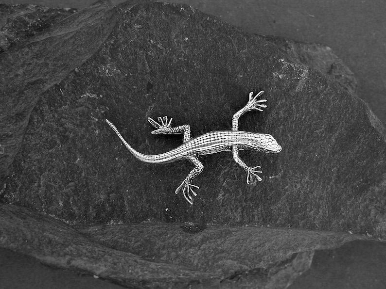 Sterling Silver Lizard Brooch - Etsy