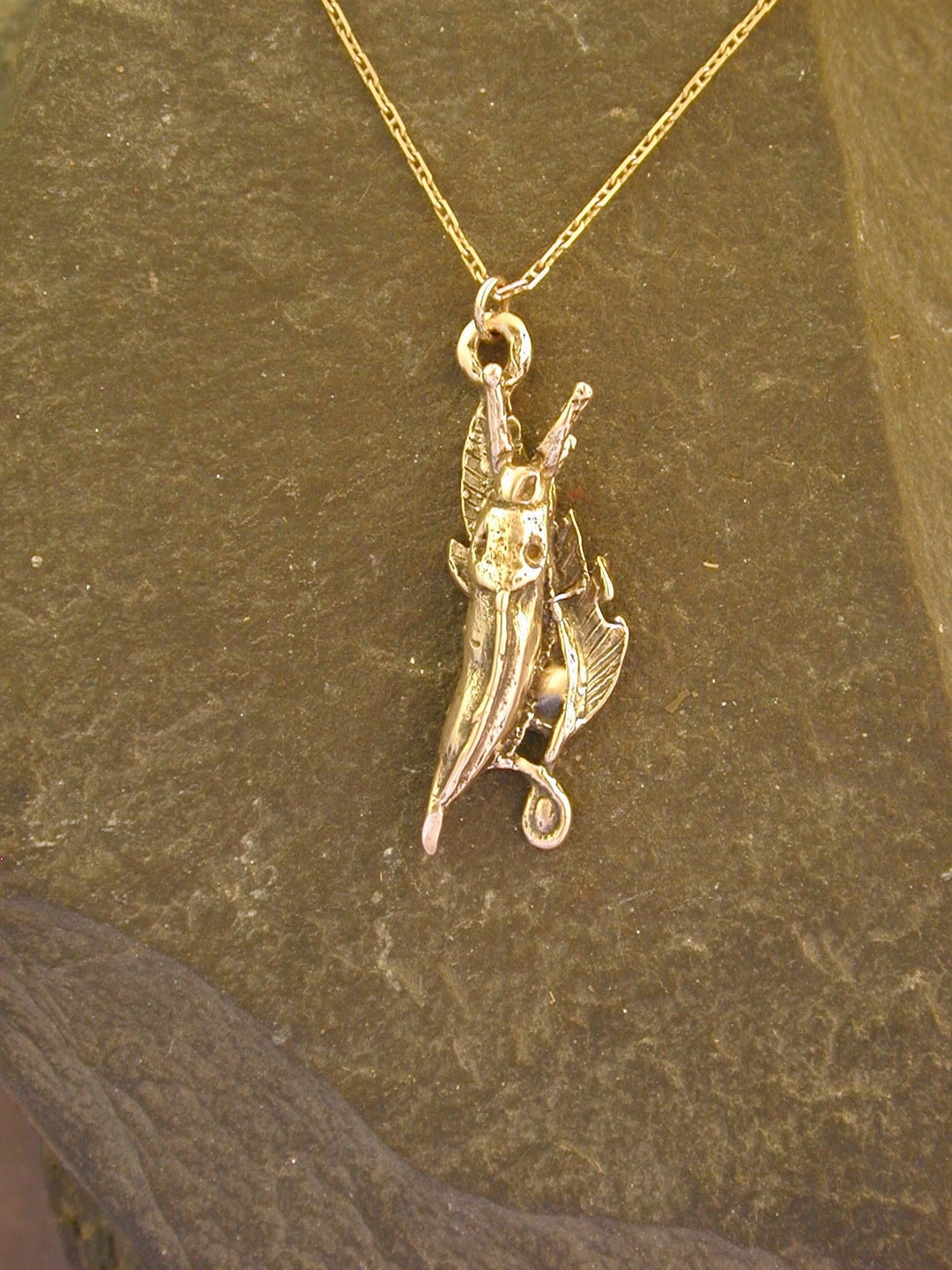14K Gold Banana Slug Pendant on a 14K Gold Chain. - Etsy