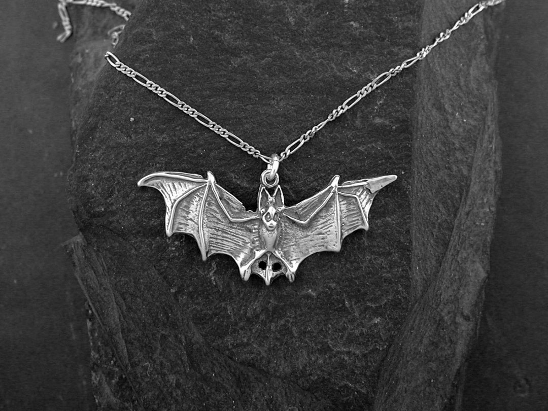Sterling Silver Large Bat Pendant on a Sterling Silver Chain - Etsy