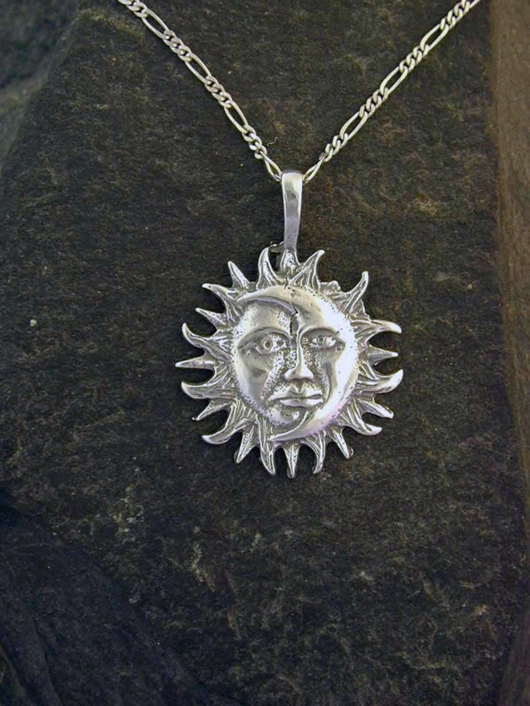 Sterling Silver Moon Sun Pendant on a Sterling Silver Chain - Etsy