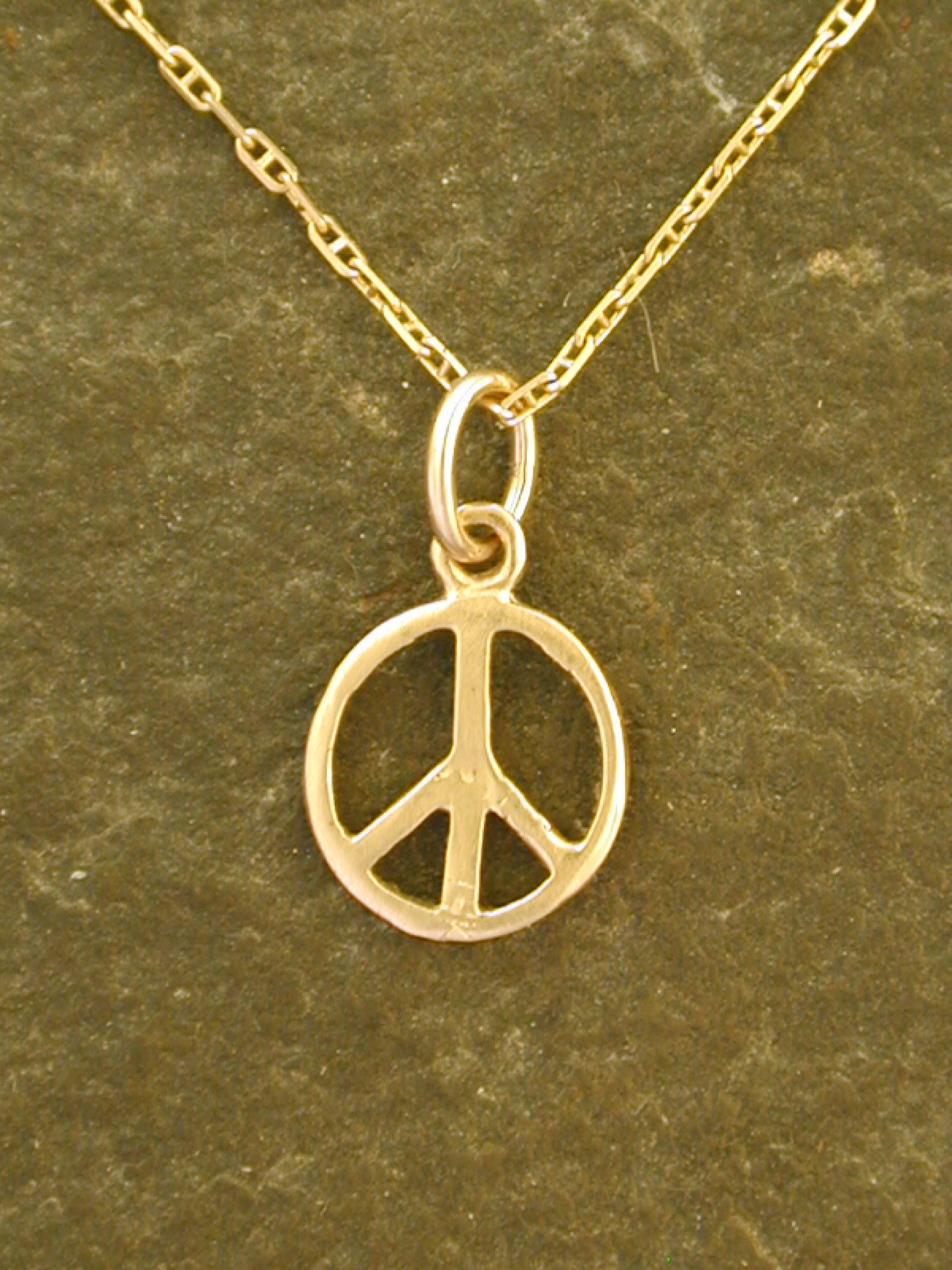 14K Gold Peace Sign Pendant on a 14K Gold Chain - Etsy