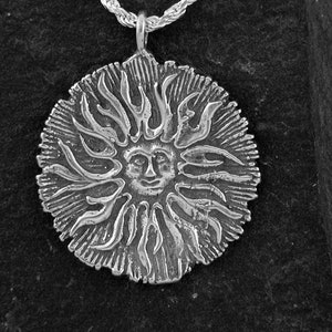 Sterling Silver Large Sun Pendant on Sterling Silver Chain. - Etsy