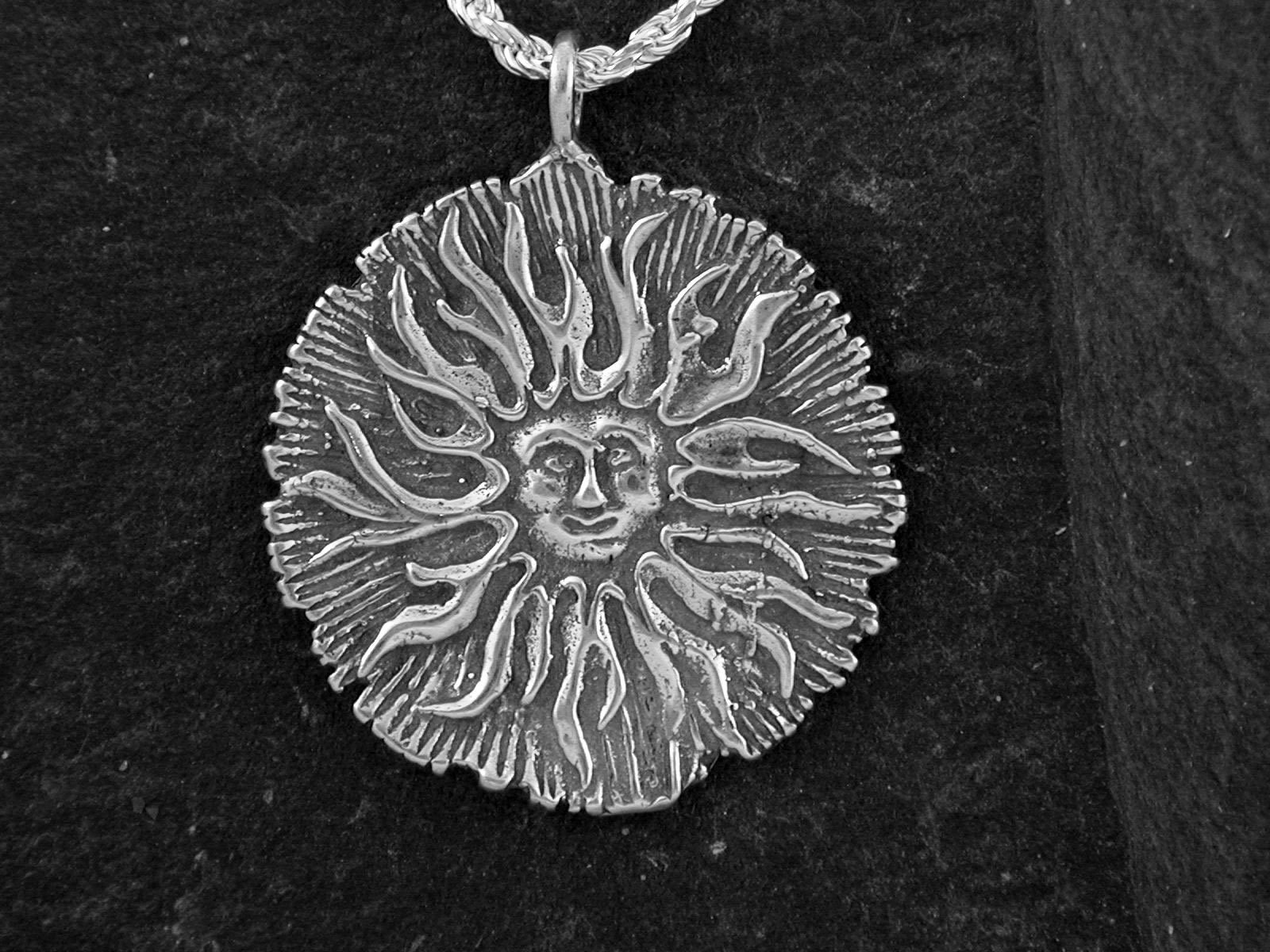 Sterling Silver Large Sun Pendant on Sterling Silver Chain. - Etsy