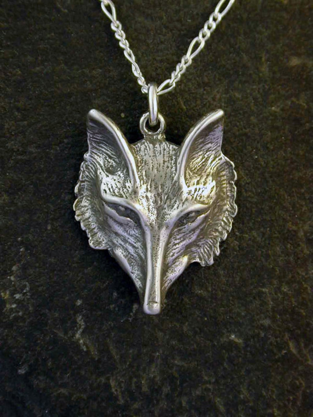 Sterling Silver Fox Head Pendant on Sterling Silver Chain. - Etsy