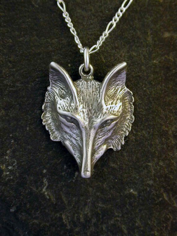 Sterling Silver Fox Head Pendant on Sterling Silver Chain. | Etsy