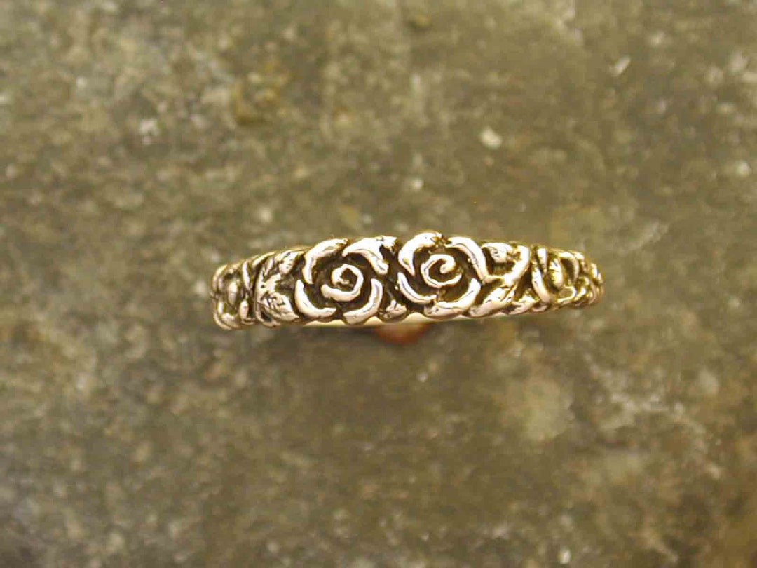 14K Gold Rose Ring Band - Etsy