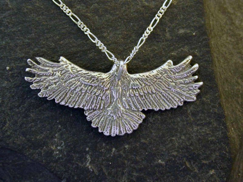 Sterling Silver Large Hawk Pendant With a Sterling Silver - Etsy