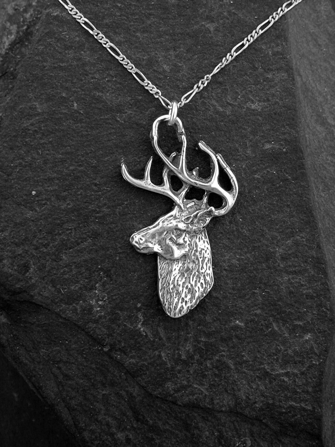 Sterling Silver Buck Head Pendant on a Sterling Silver Chain. - Etsy
