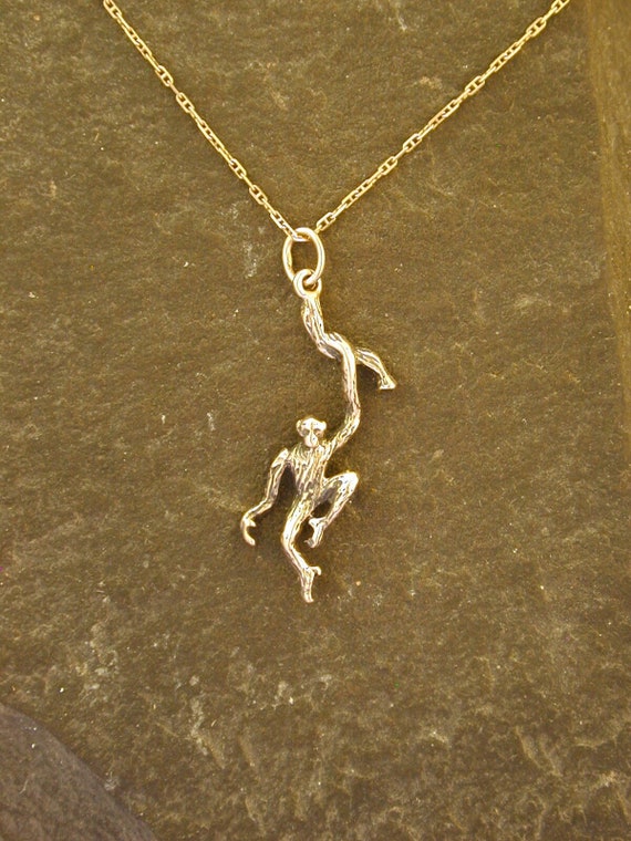 14K Gold Monkey Pendant on a 14K Gold Chain. - Etsy