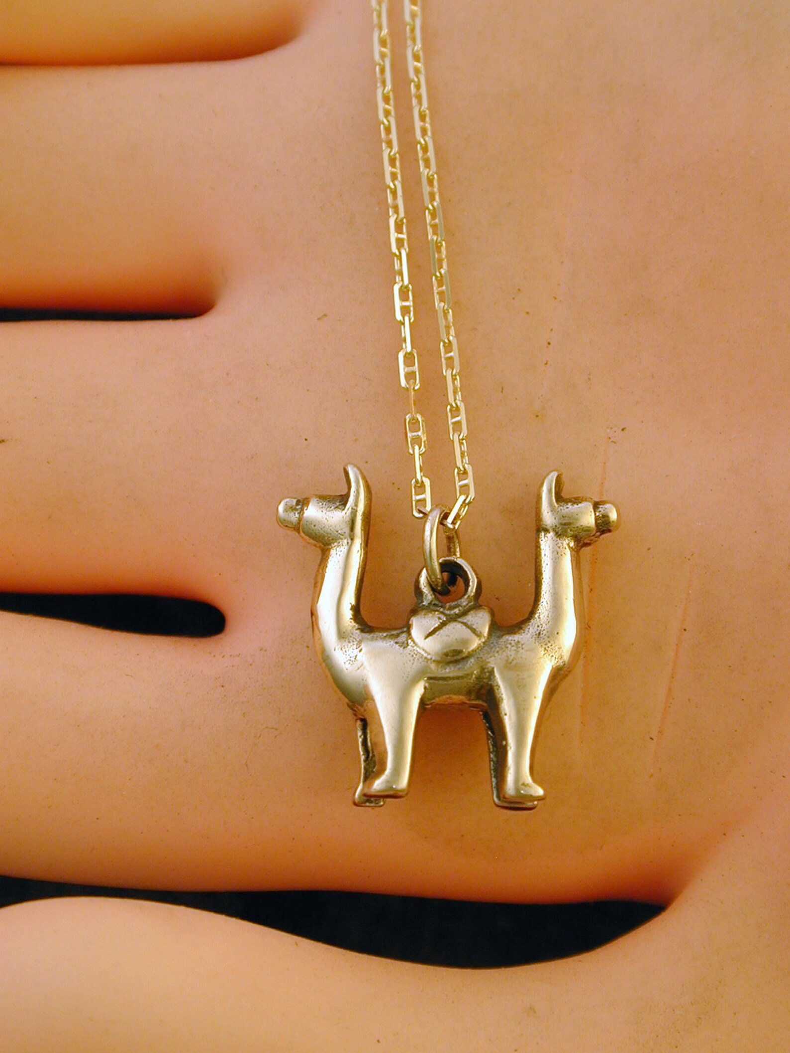 14K Gold Push Me Pull You Pendant on 14K Gold Chain. - Etsy