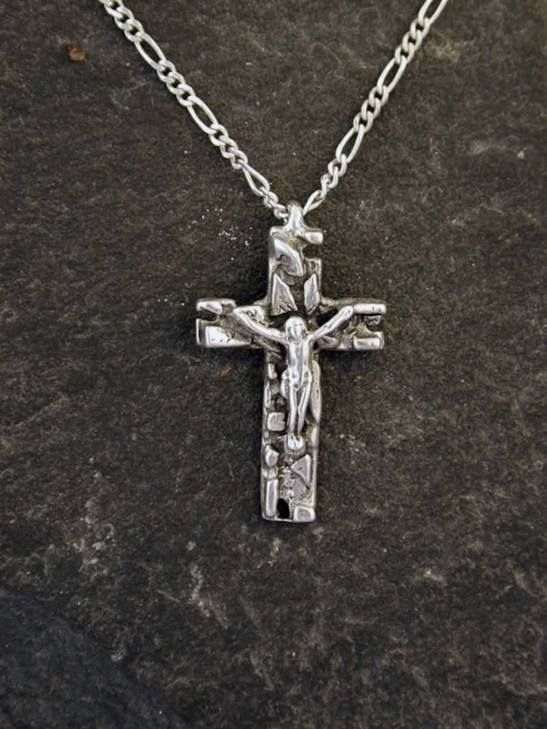 Sterling Silver Crucifix Pendant on a Sterling Silver Chain - Etsy