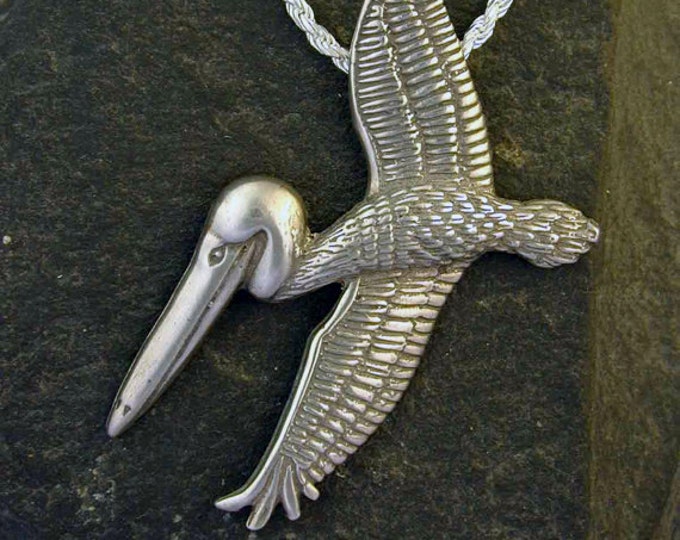 Sterling Silver Large Flying Pelican on a Sterling Silver - Etsy