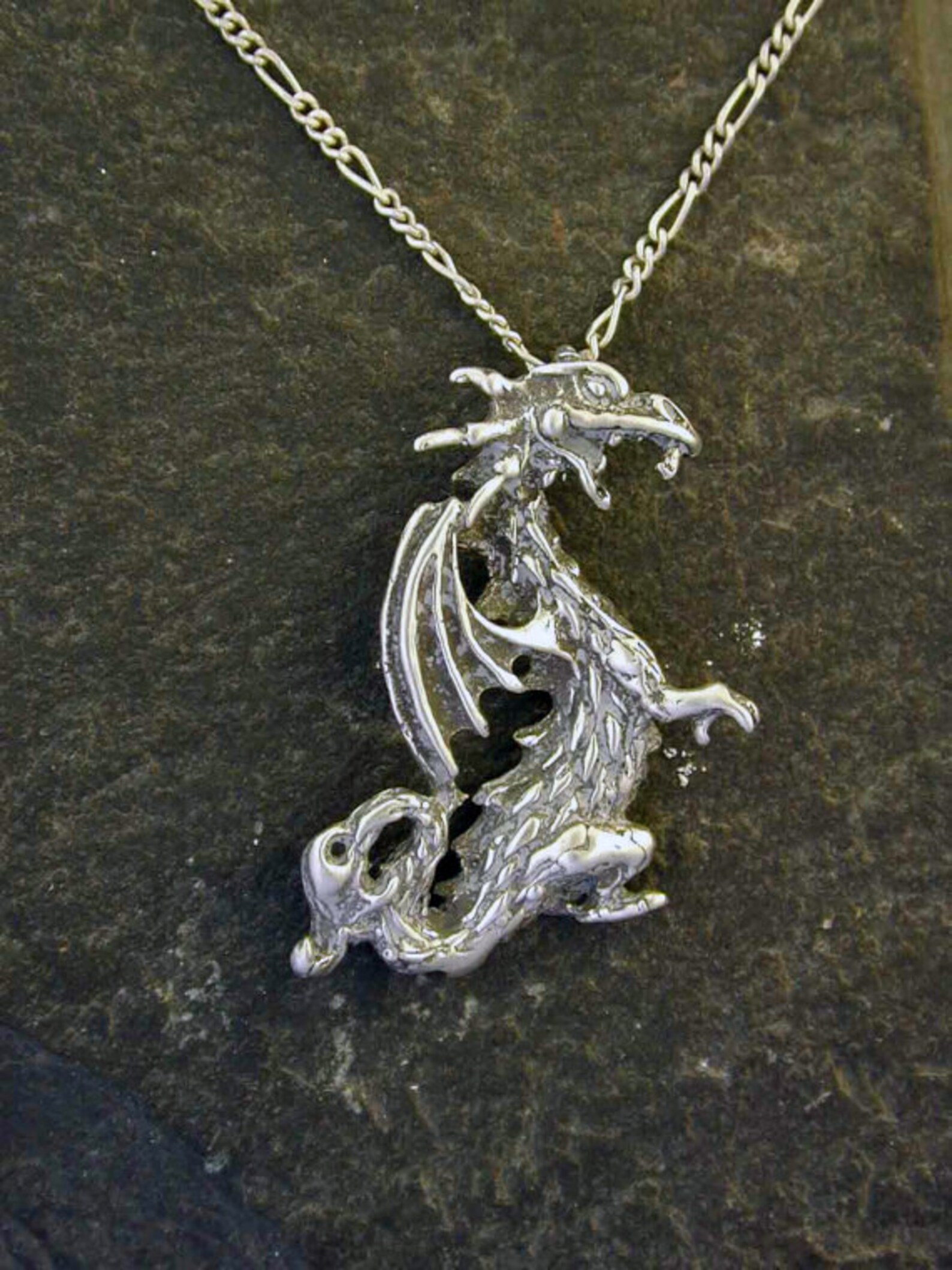 Sterling Silver Dragon Pendant on a Sterling Silver Chain | Etsy