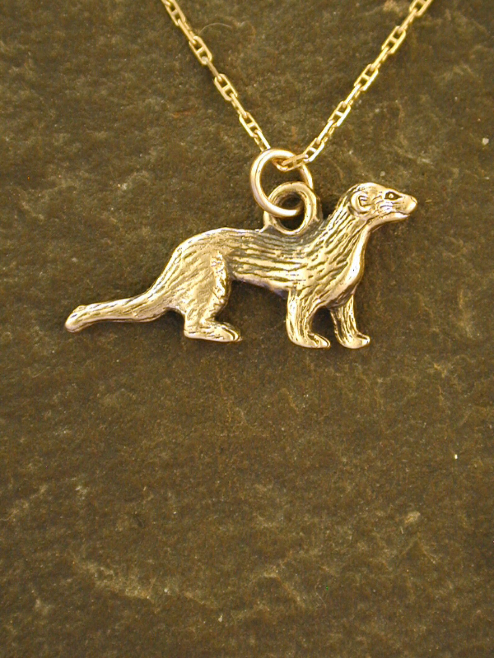 14K Gold Weasel Pendant on a 14K Gold Chain. - Etsy