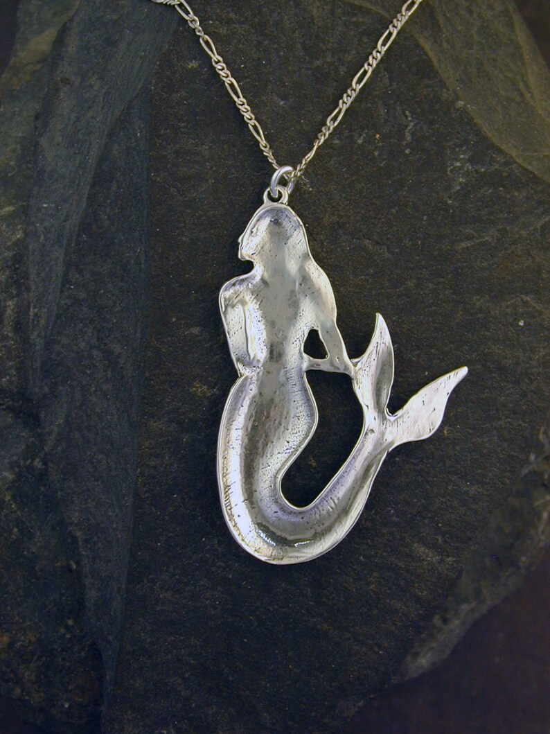 Sterling Silver Mermaid Pendant on a Sterling Silver Chain | Etsy
