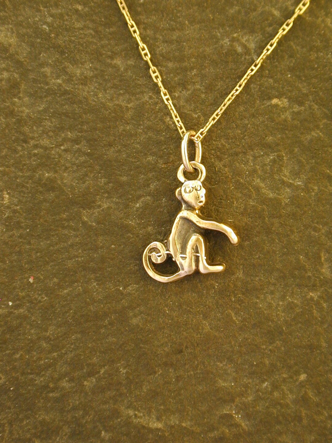 14K Gold Monkey Pendant on a 14K Gold Chain. - Etsy