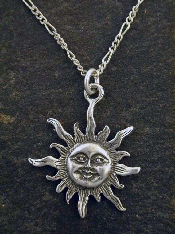 Sterling Silver Sun Pendant on a Sterling Silver Chain - Etsy