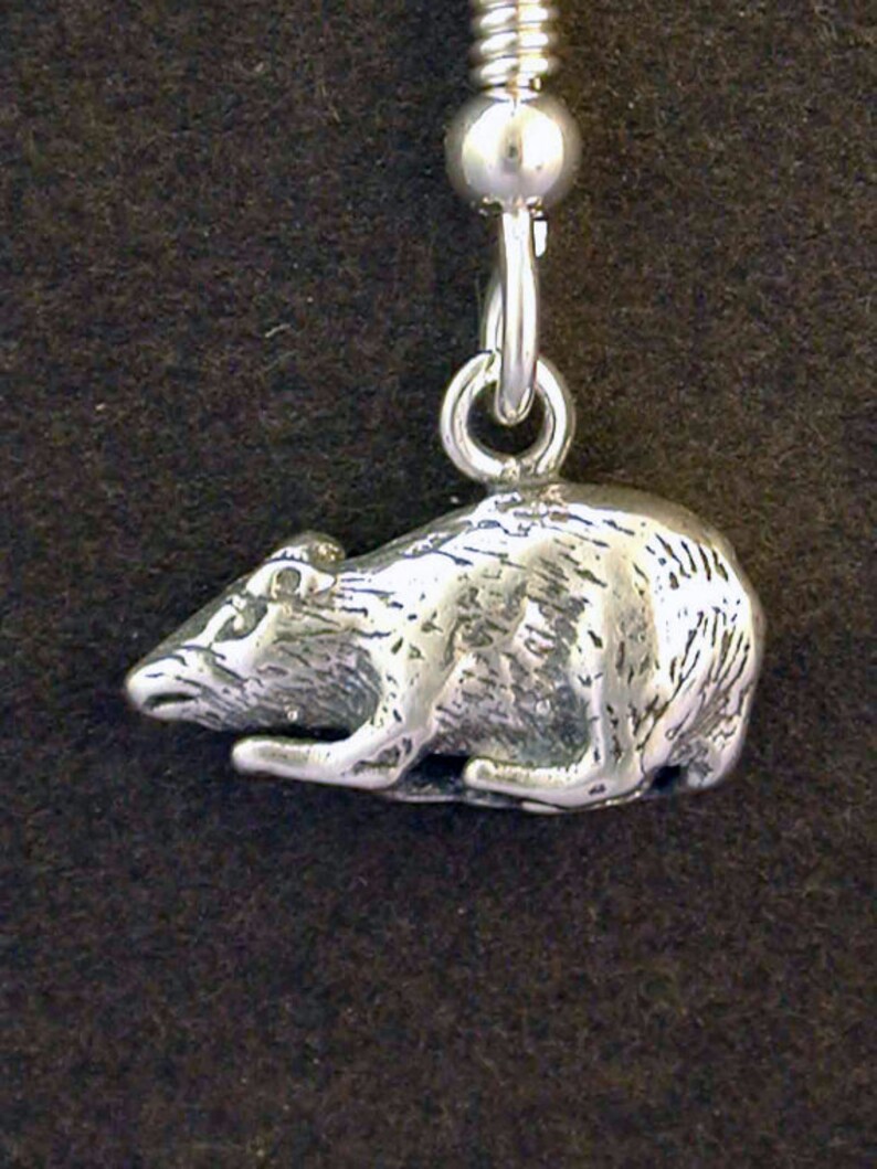 Sterling Silver Rat Earrings on Heavy Sterling Silver French | Etsy