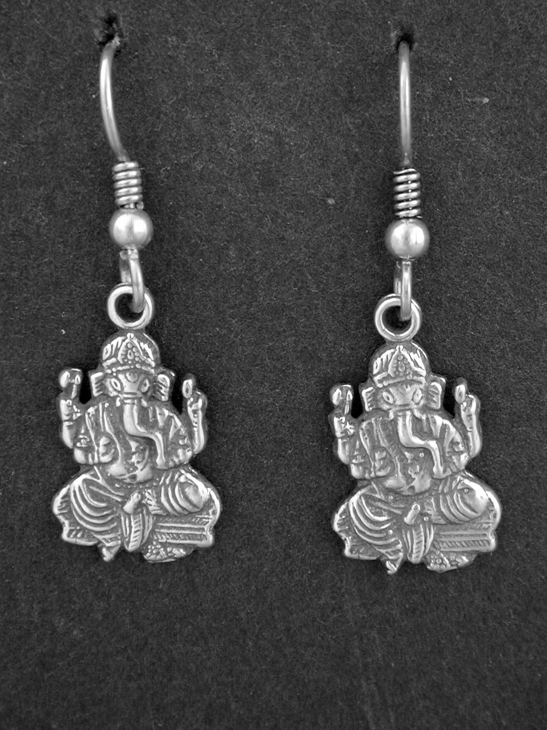 Sterling Silver Ganesh Elephant God Earring on Heavy Sterling Silver ...