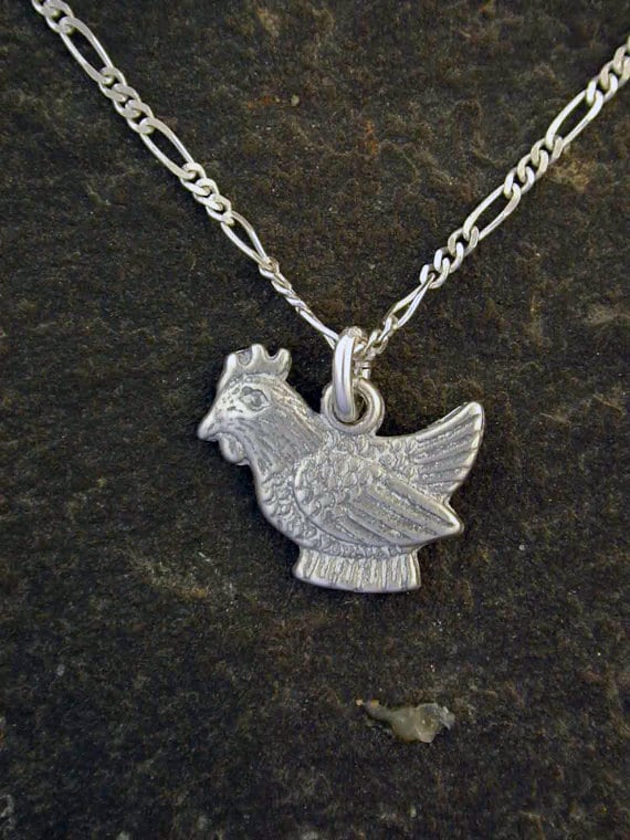Sterling Silver Hen Chicken Pendant on a Sterling Silver Chain | Etsy