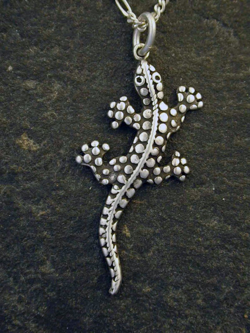 Sterling Silver Lizard Pendant on Sterling Silver Chain. - Etsy