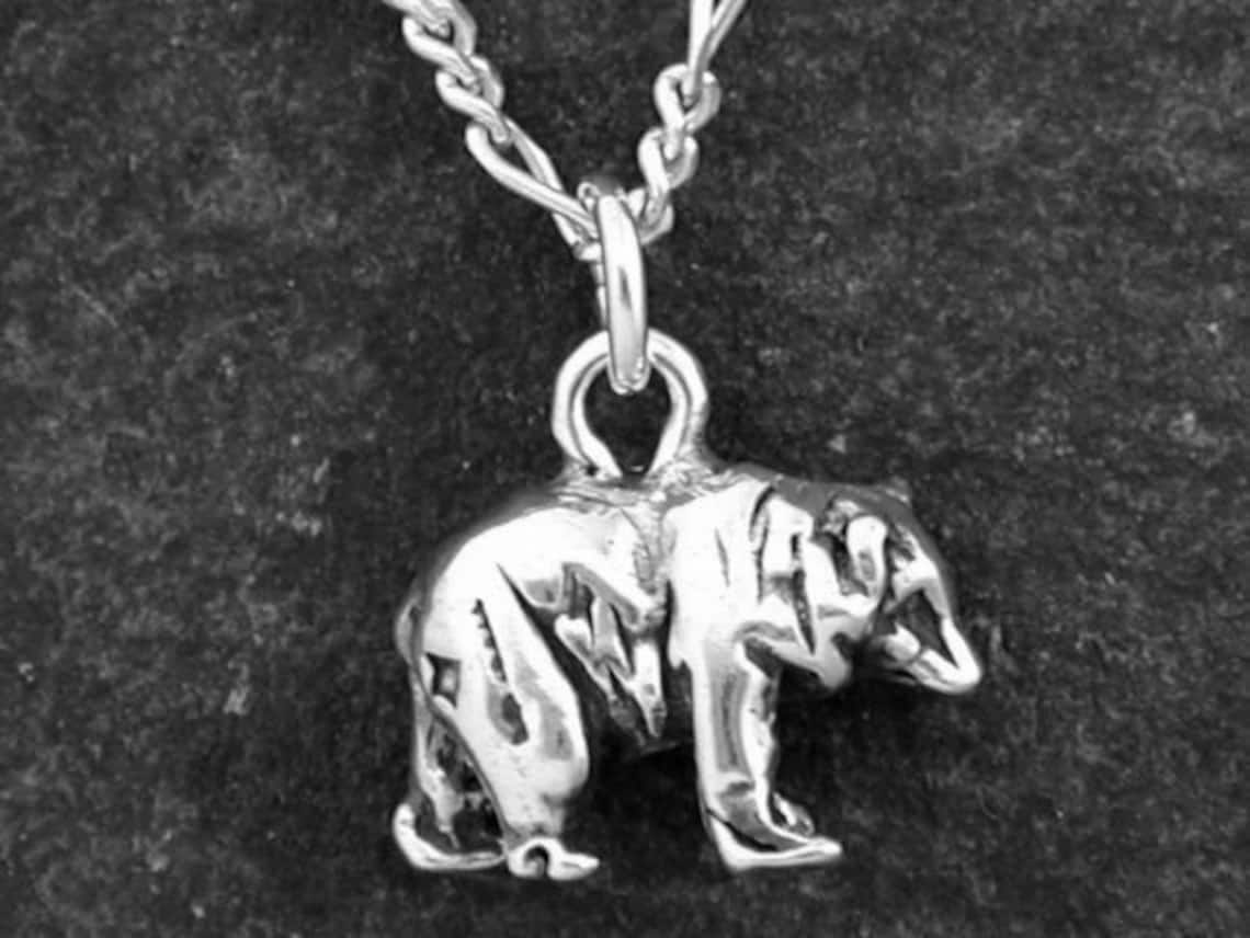 Sterling Silver Bear Pendant on Sterling Silver Chain. - Etsy