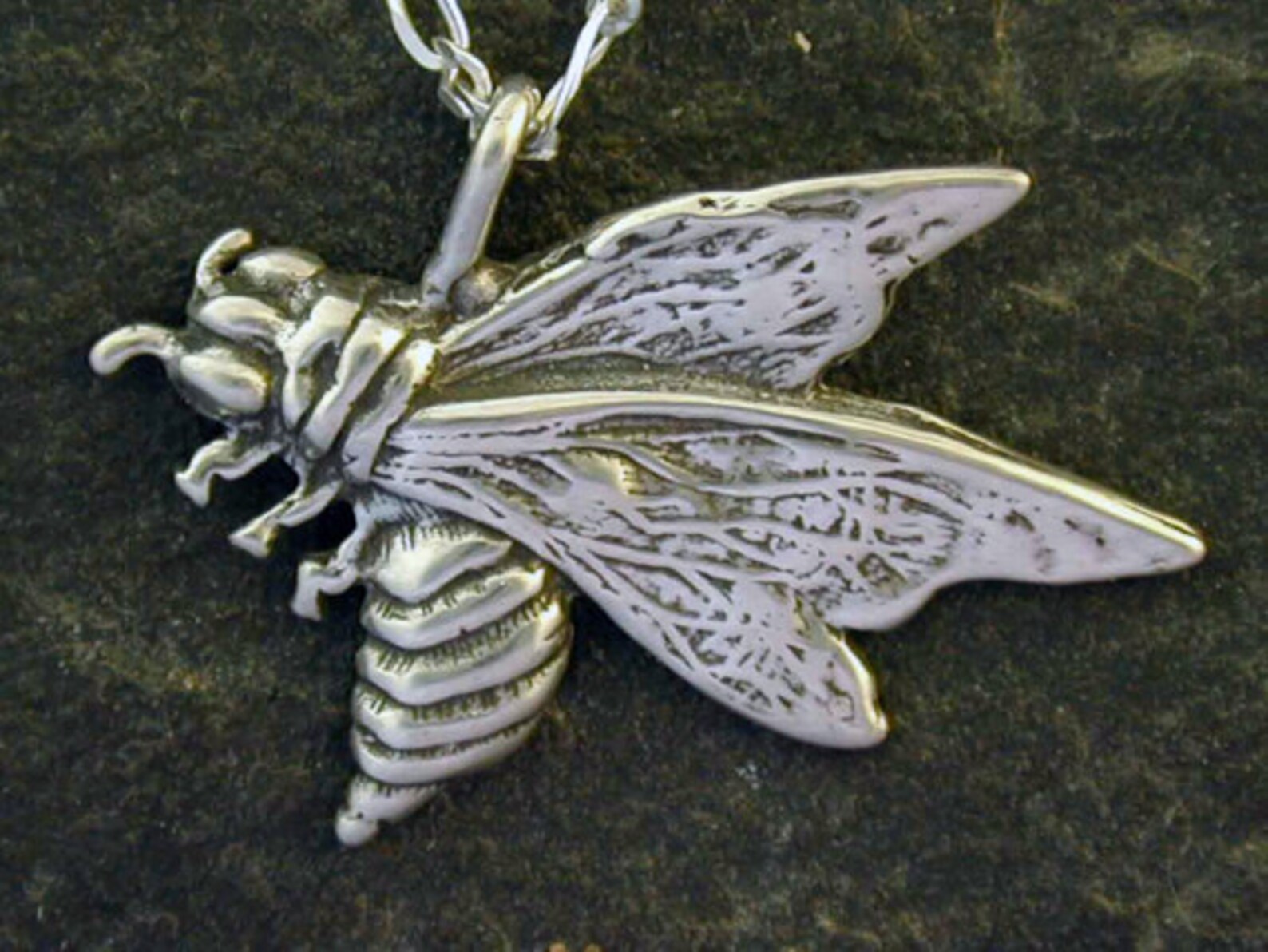 Sterling Silver Bee Pendant on a Sterling Silver Chain | Etsy