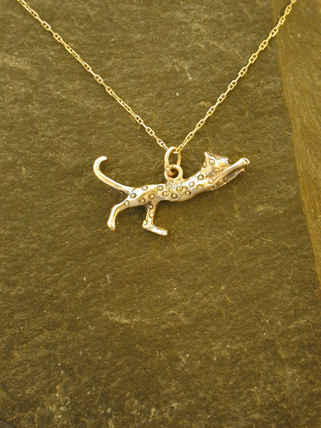 14K Gold Leopard Pendant on a 14K Gold Chain - Etsy