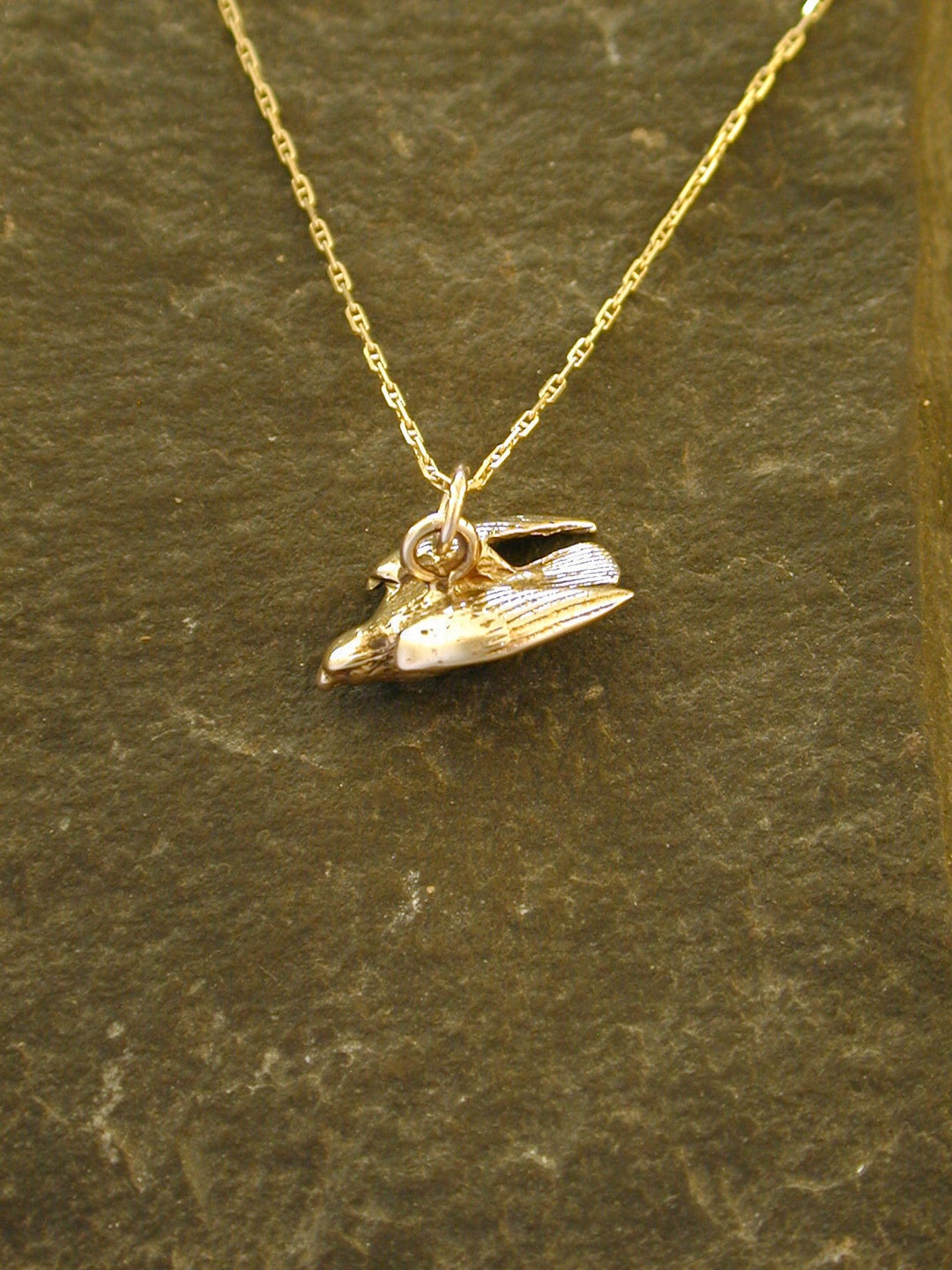 14K Gold Stooping Falcon Pendant on a 14K Gold Chain - Etsy