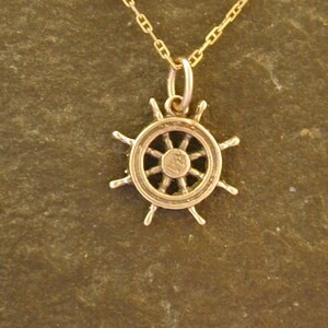 14K Gold Ships Wheel Helm Pendant on 14K Gold Chain. - Etsy