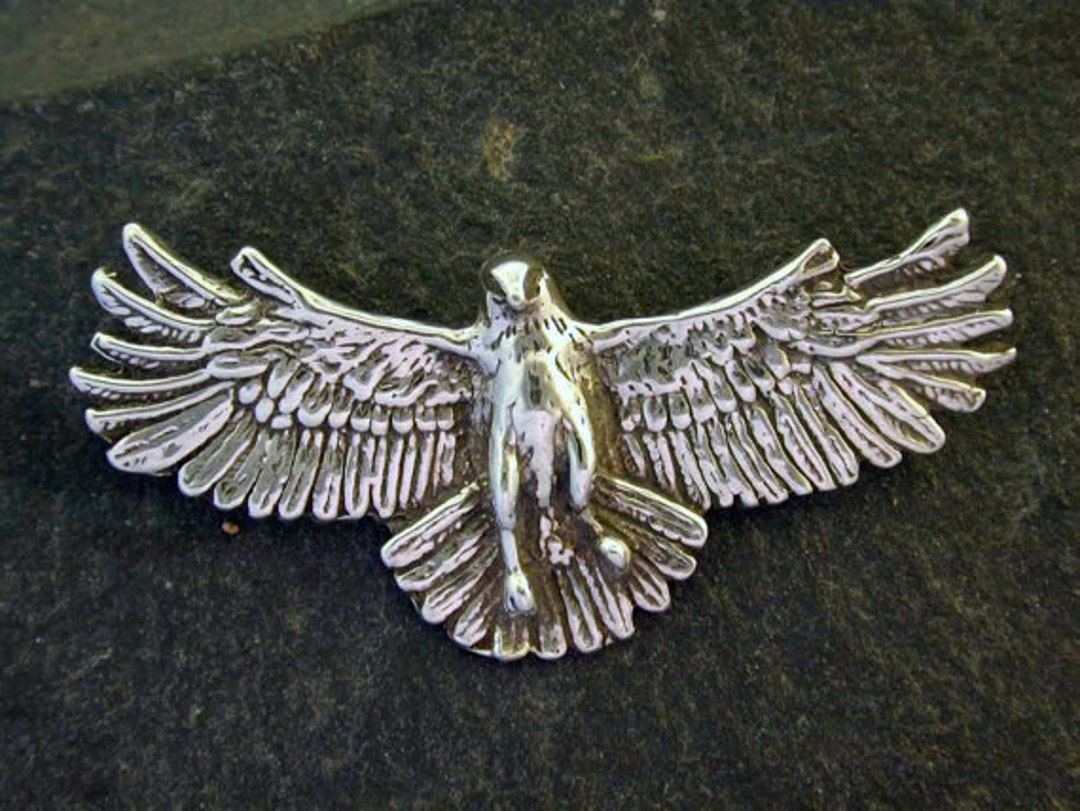 Sterling Silver Hawk Brooch - Etsy