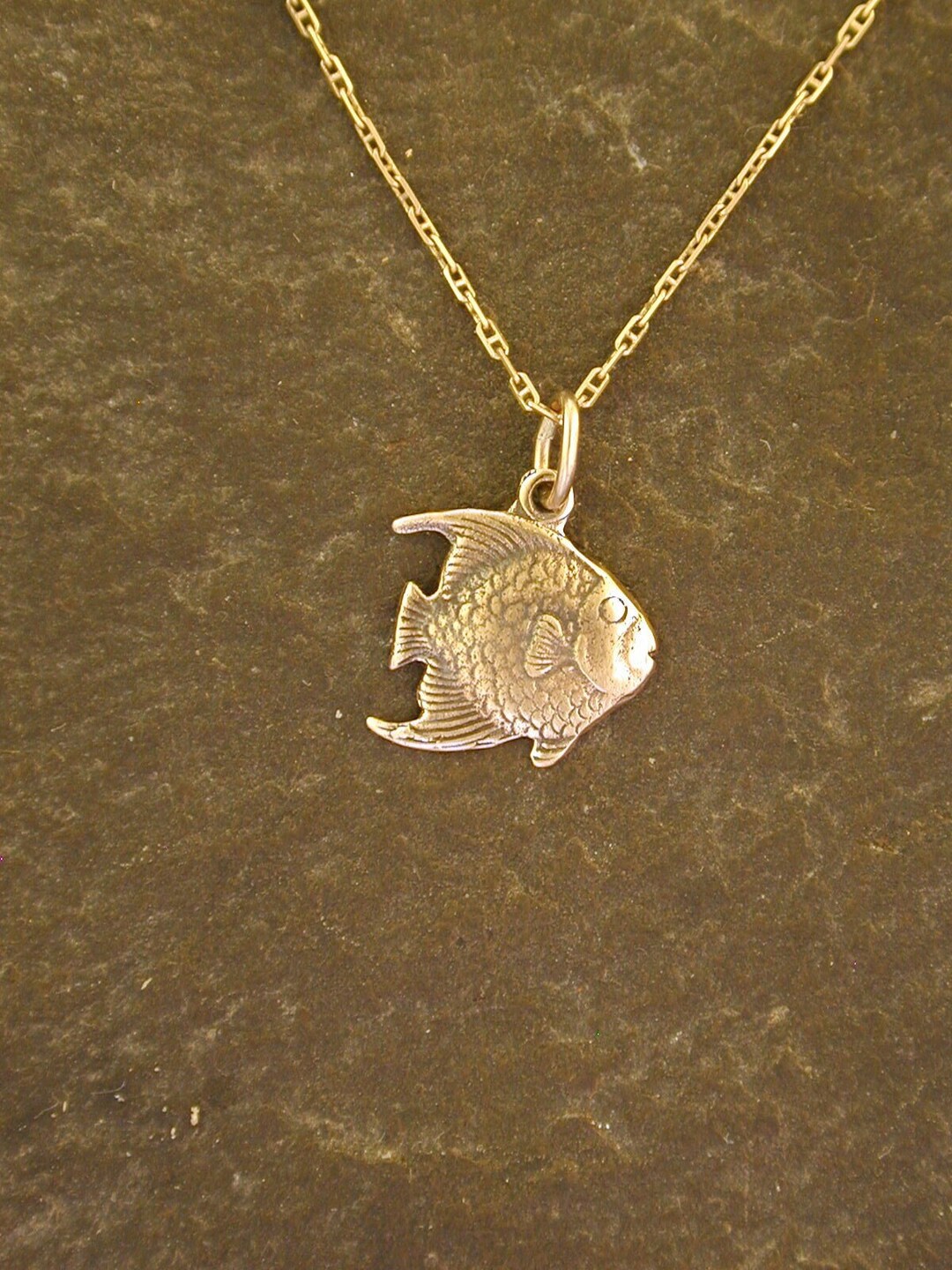14K Gold French Angel Fish Pendant on a 14K Gold Chain. - Etsy